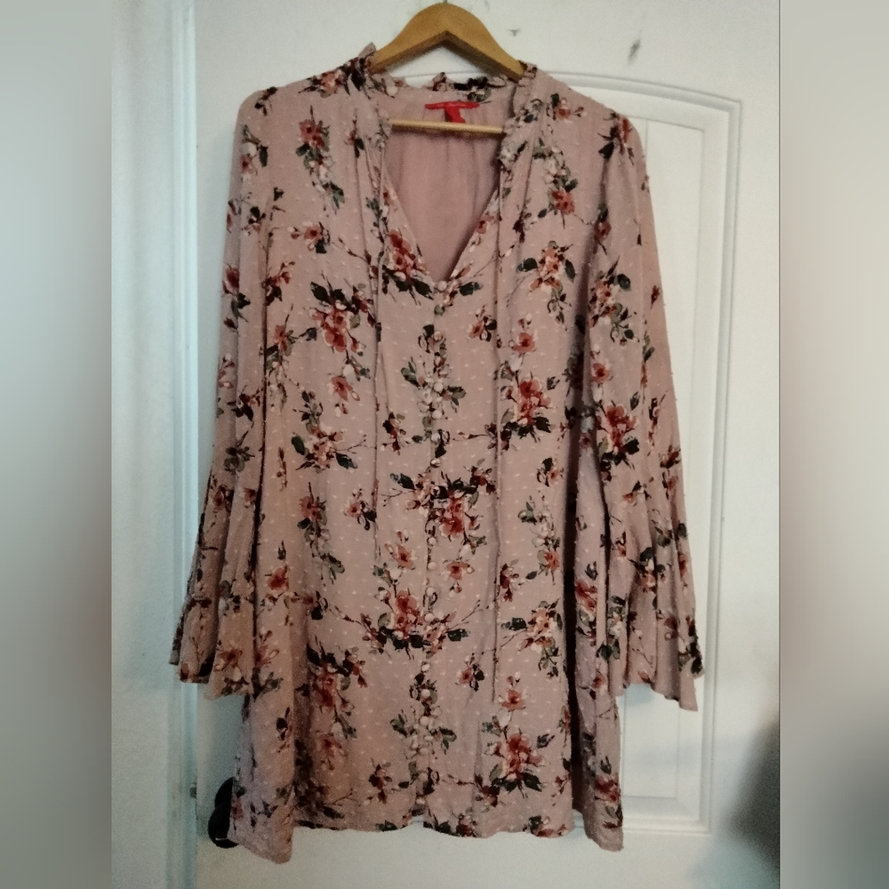 Chelsea And Violet Floral Flare Sleeve Dress - Gem